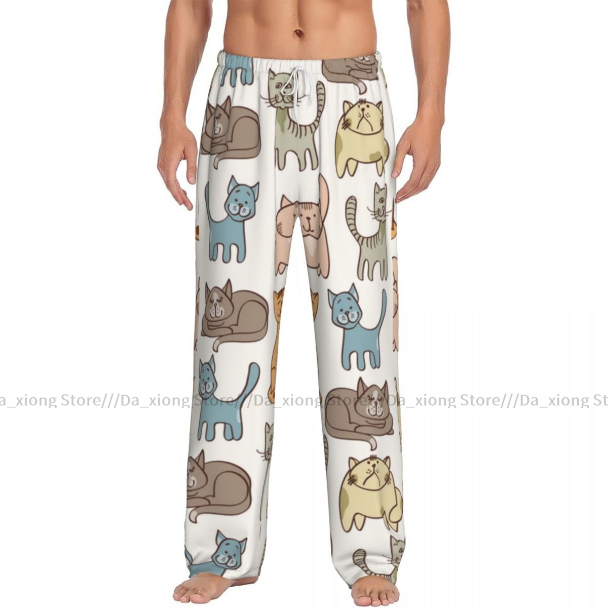 Men Sleep Bottoms Male Lounge Trousers Men's Cute Cats Pajama Pants ...