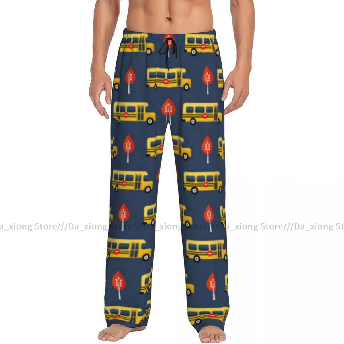 Men Sleep Bottoms Male Lounge Trousers Men's Cute School Bus Pattern ...