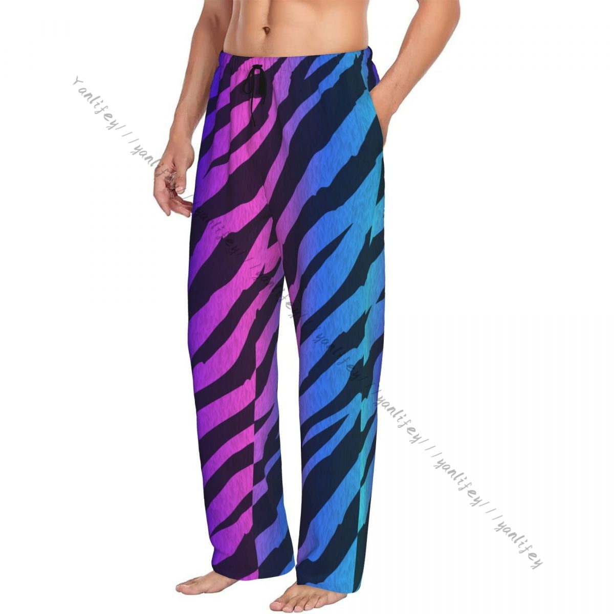 Men Sleep Bottoms Male Lounge Trousers Men's Neon Tiger Pattern Pajama ...