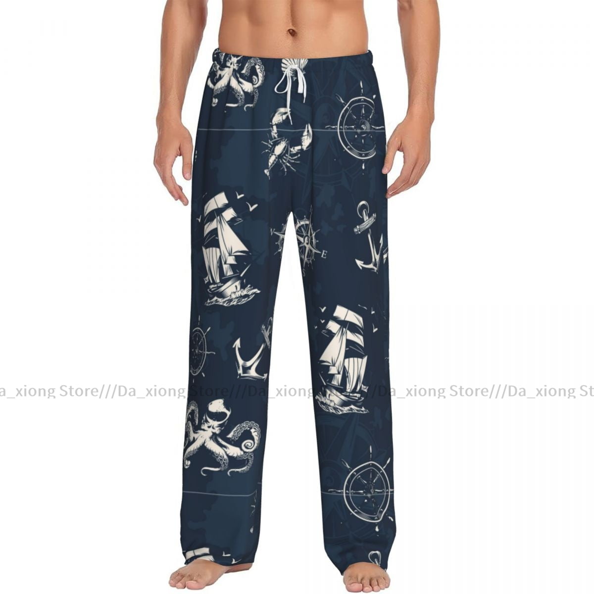 Men Sleep Bottoms Male Lounge Trousers Men's Ocean Ship Anchor And ...