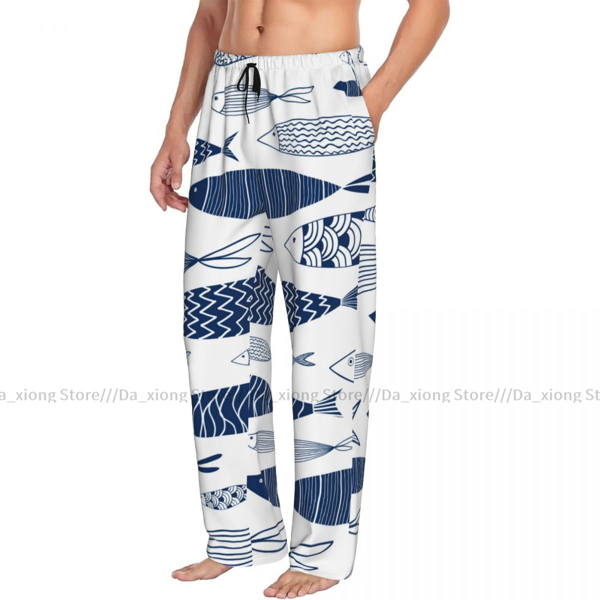 Men Sleep Bottoms Male Lounge Trousers Men's Ornamental Fish Pajama ...
