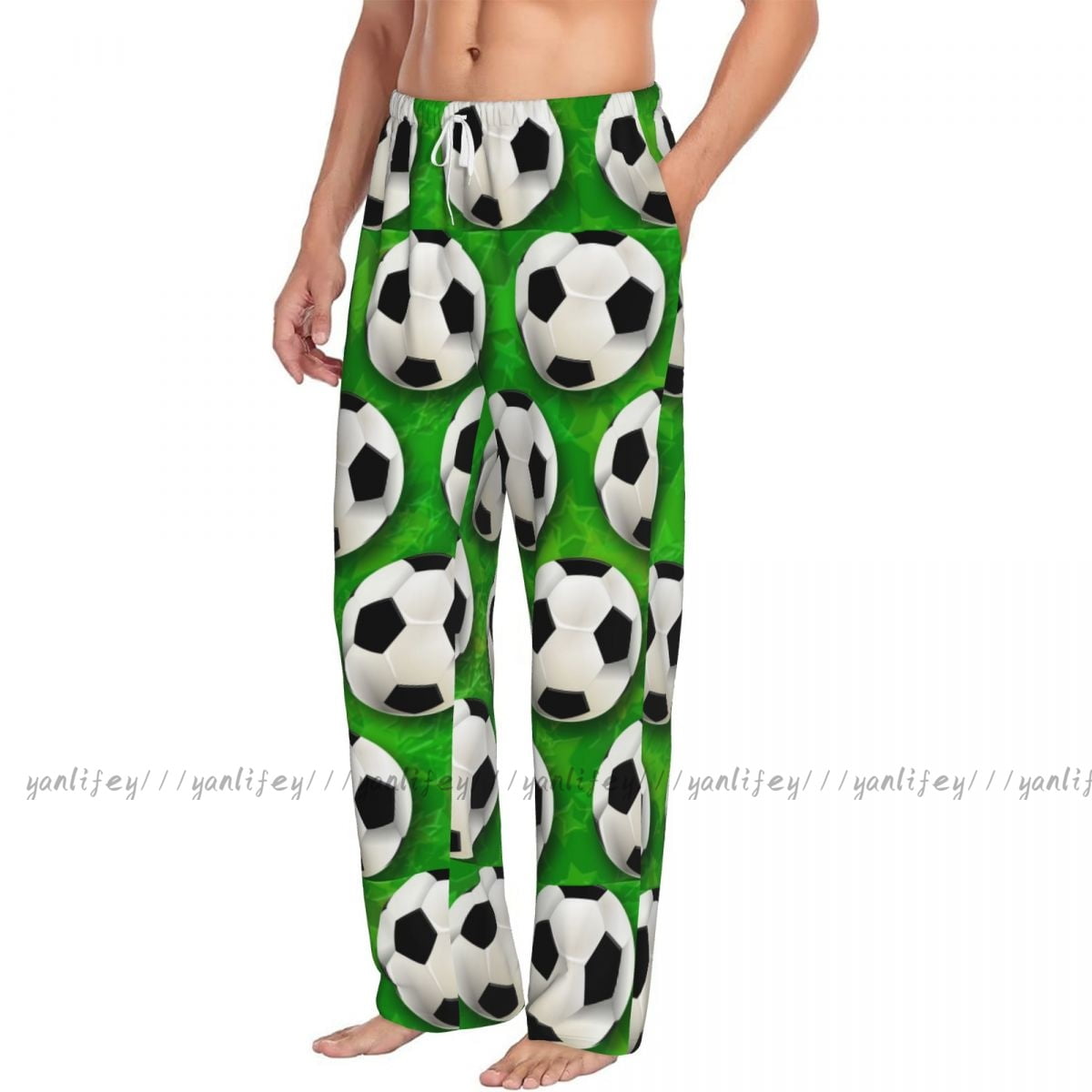 Men Sleep Bottoms Male Lounge Trousers Men's Soccer Ball Green ...