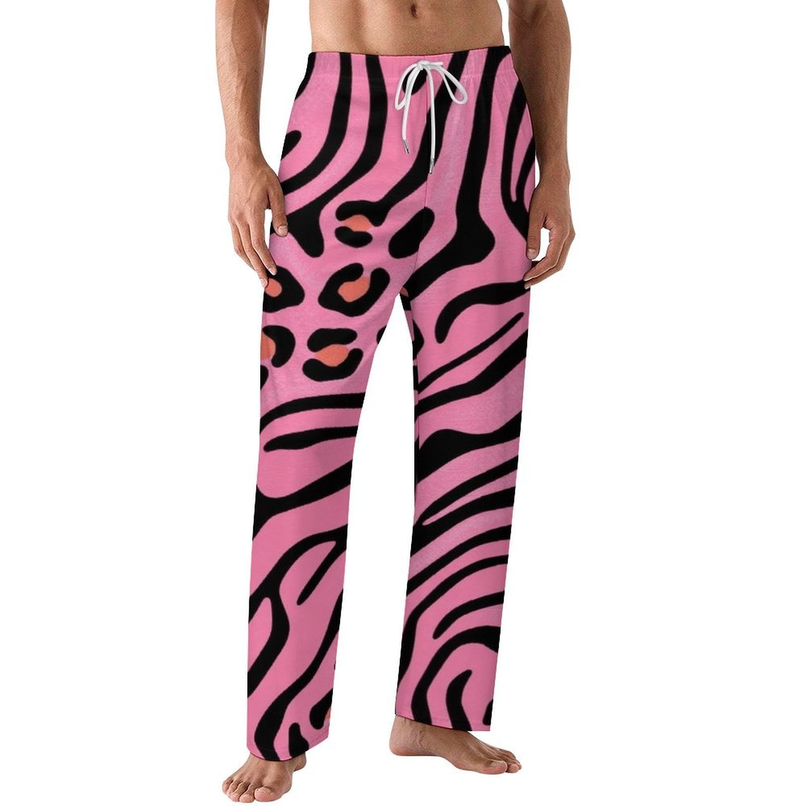 Men Sleep Bottoms Pink Zebra Leopard Print(4) Male Lounge Trousers Men ...