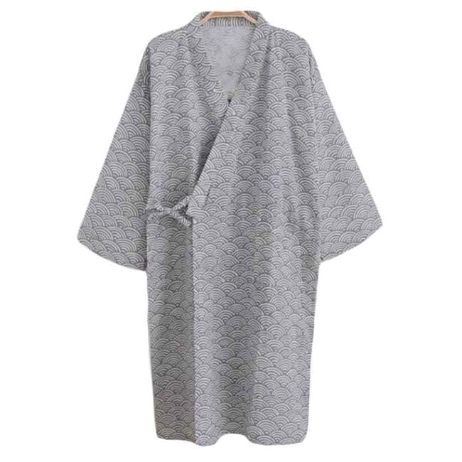 Men Sleepwear Cotton Robes Kimono Pajama Large Night Gown Loose Lounger ...