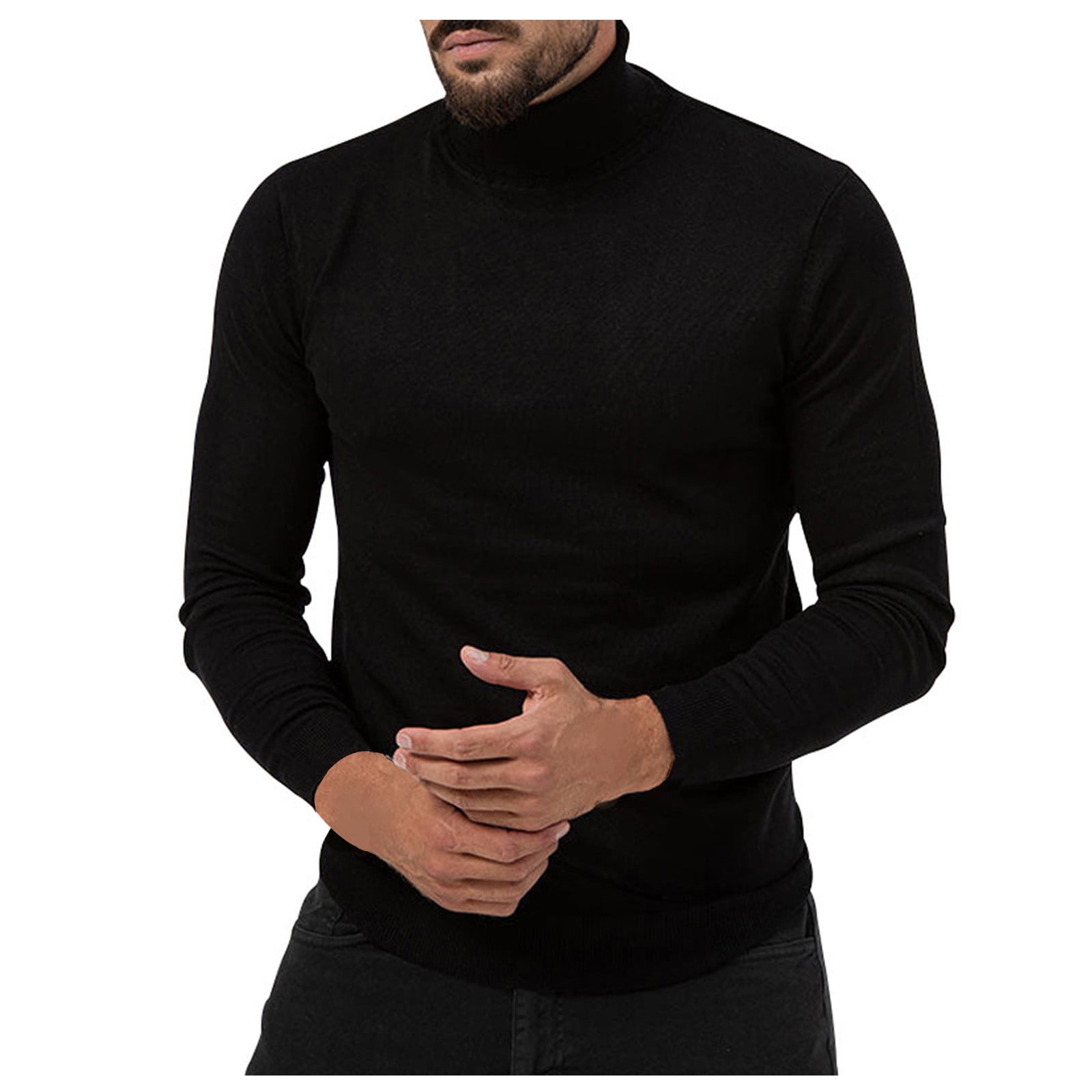 Men Slim Fit Turtle Neck Pullover Sweater, Ultra Stretch Warm Base ...
