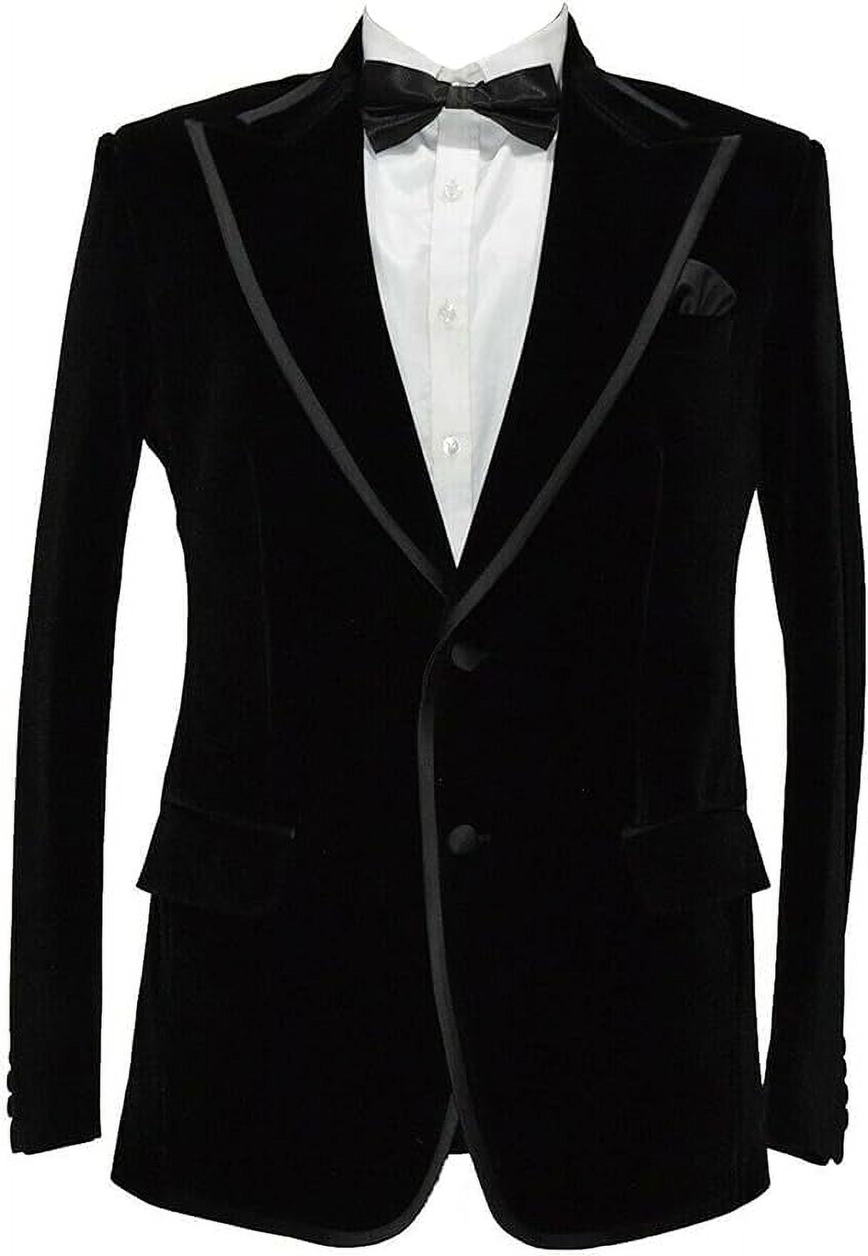 Men's Smoking Blazer Luxury Velvet Two Button Peak Lapel Black Party ...