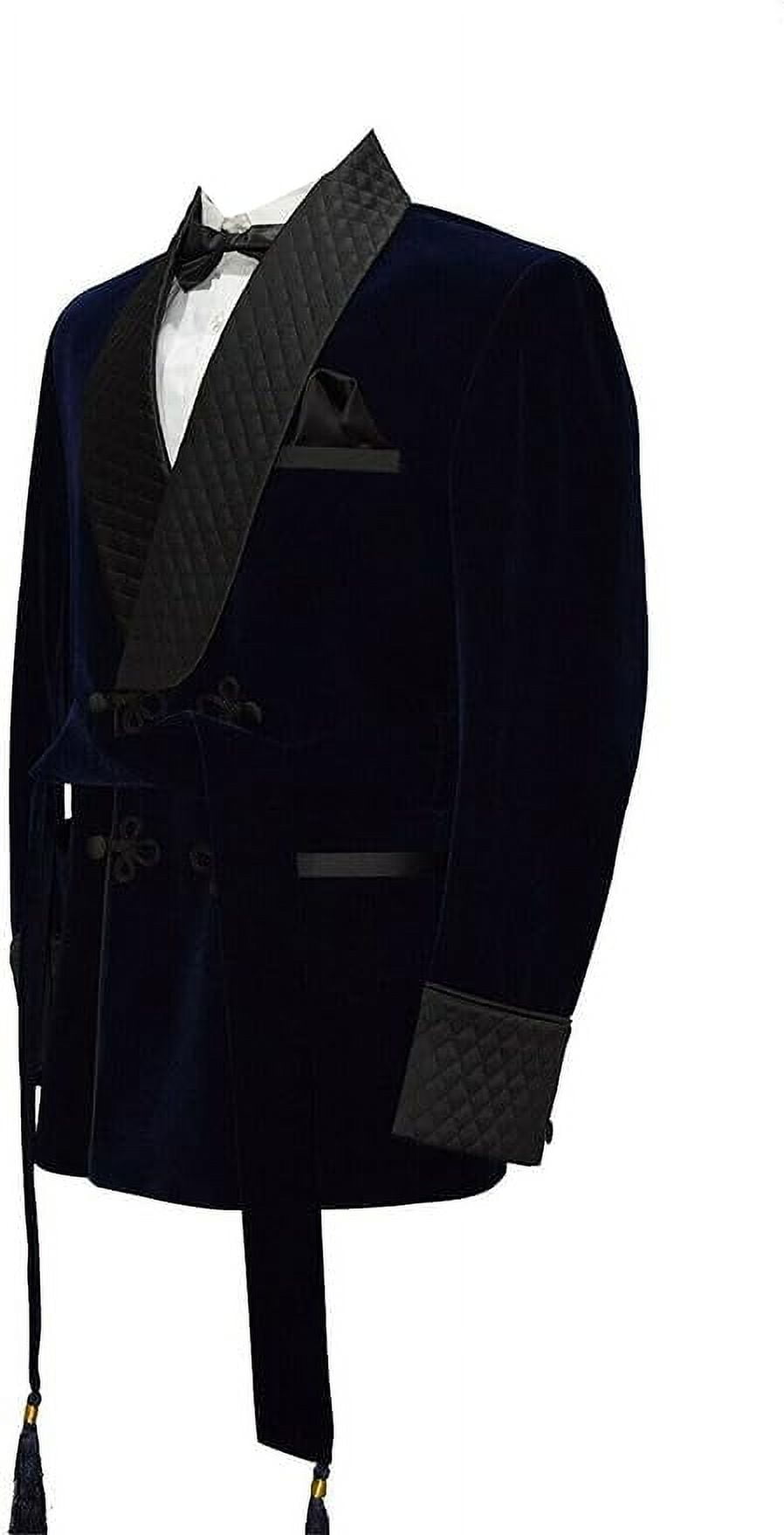 Men Smoking Gentlemen Jackets, Qulted Navy Blue Smoking Jacket,Hosting ...