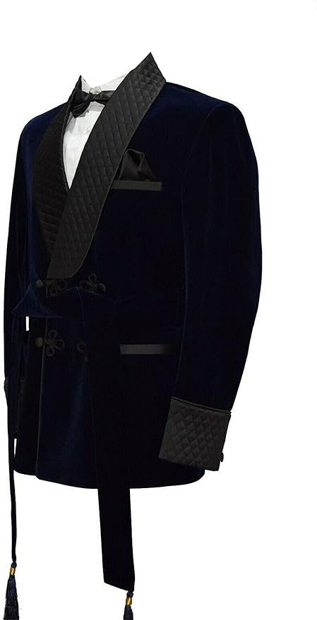 Men Smoking Gentlemen Jackets, Qulted Navy Blue Smoking Jacket,Hosting ...