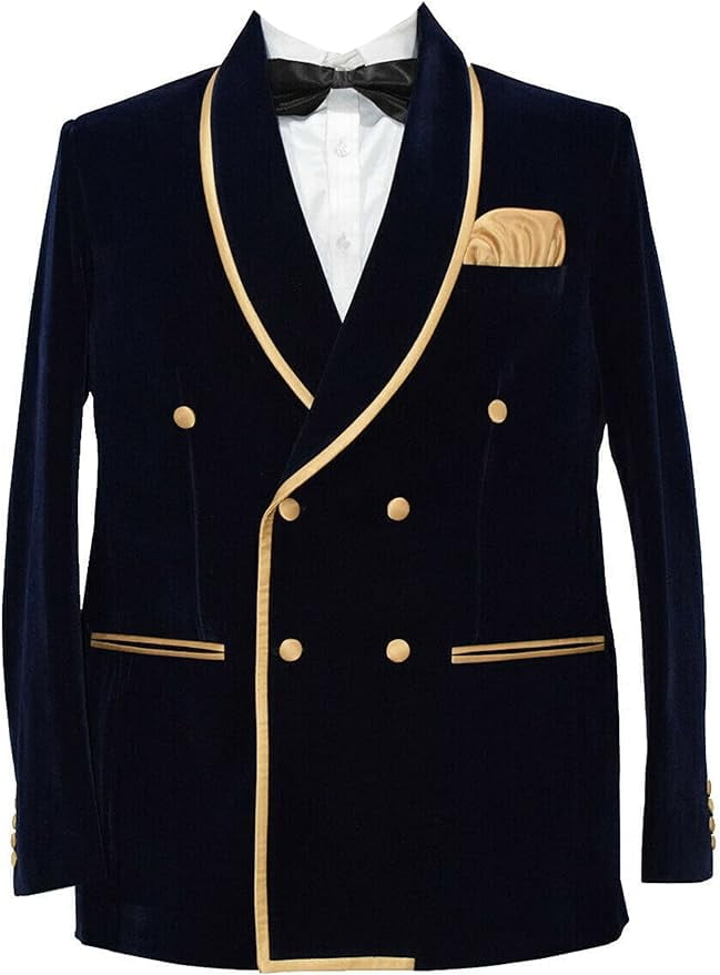 Men Smoking Gentlemen Jackets, Shawl Lapel Navy Blue Smoking Jacket ...