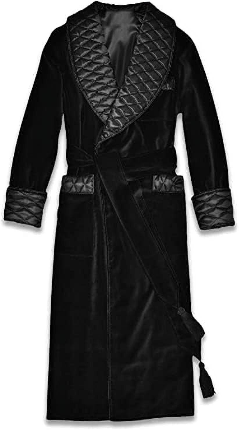 Men Smoking Robe Quilted Dressing Long Gown Smoking Jacket Coats Party ...