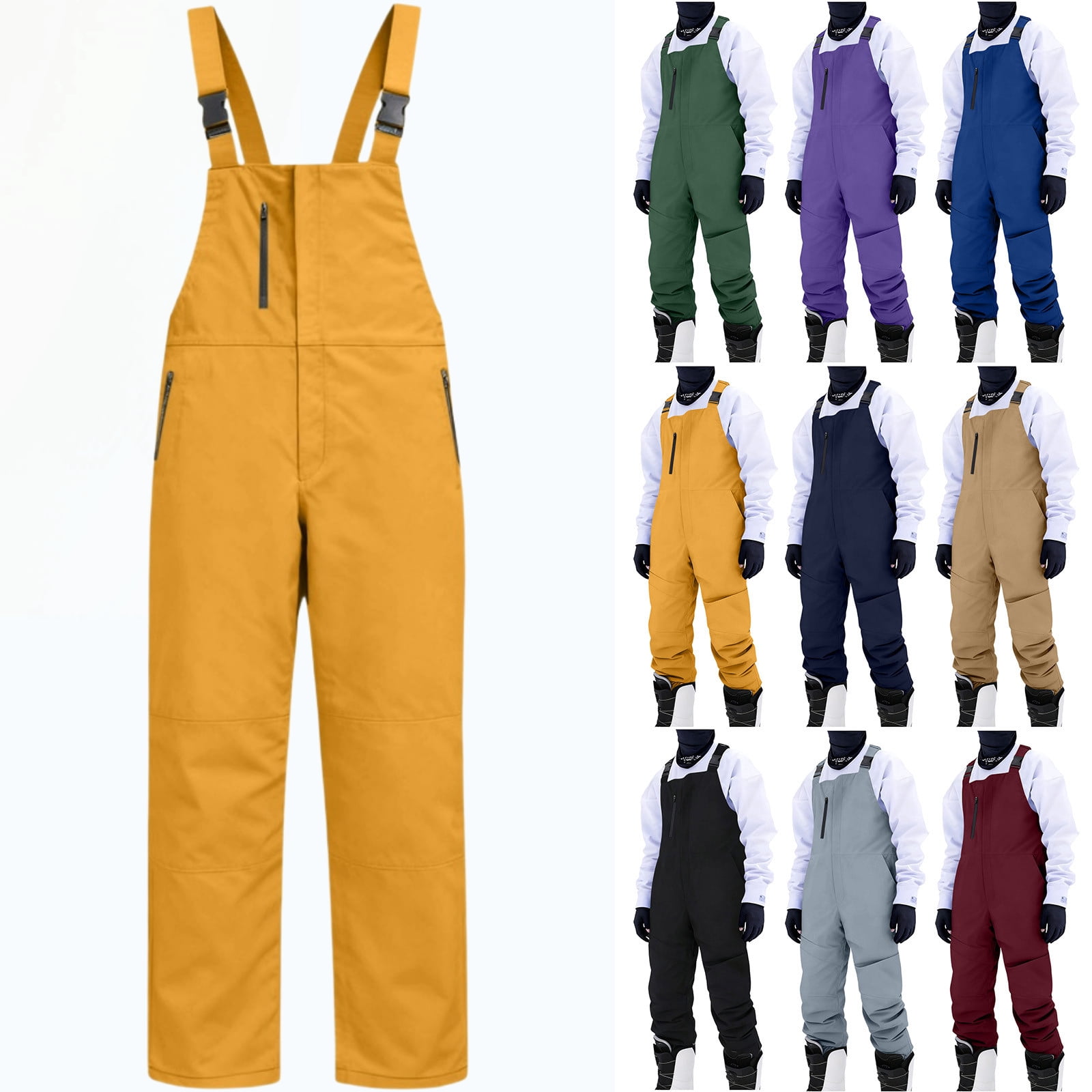 Men Snow Ski Snowpants Men's Waterproof Windproof Insulated Snow Ski Bib Overalls, Thermal ...