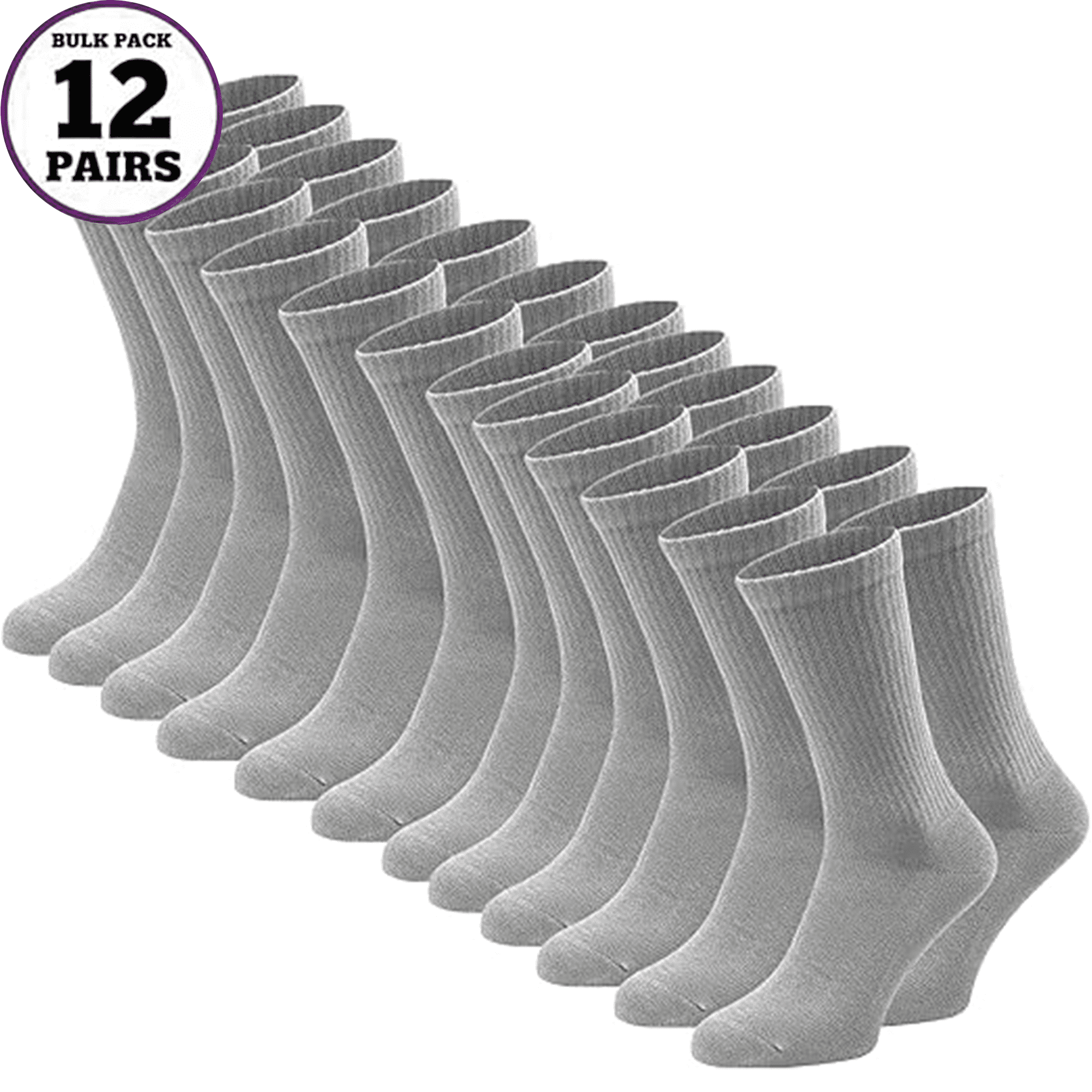 Men Socks Pack of 12 Pairs, Cotton Crew Socks, Breathable Athletic ...