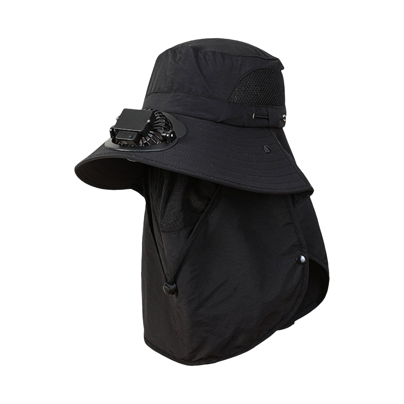 Men Solar Fan Hat with Face And Neck Cover USB Rechargeable Fan Large ...