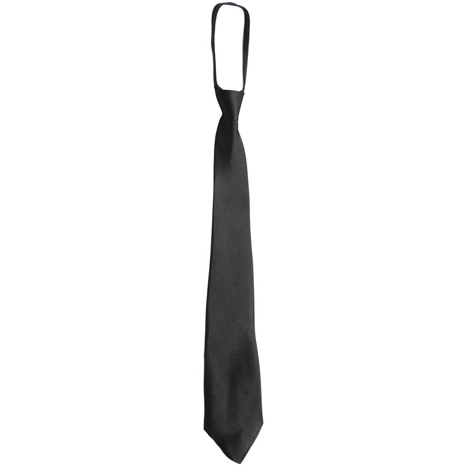 Unisex Solid Black Polyester Zip Up Necktie by No Wind No Waves ...