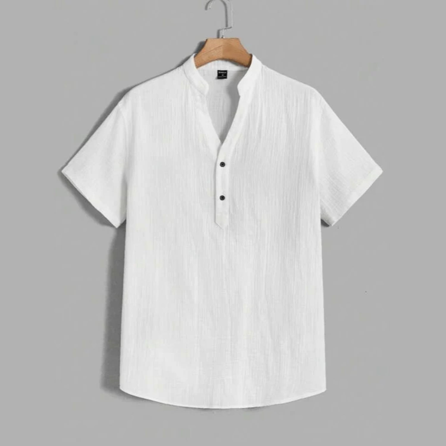 Men Solid Half Button Shirt - Walmart.com