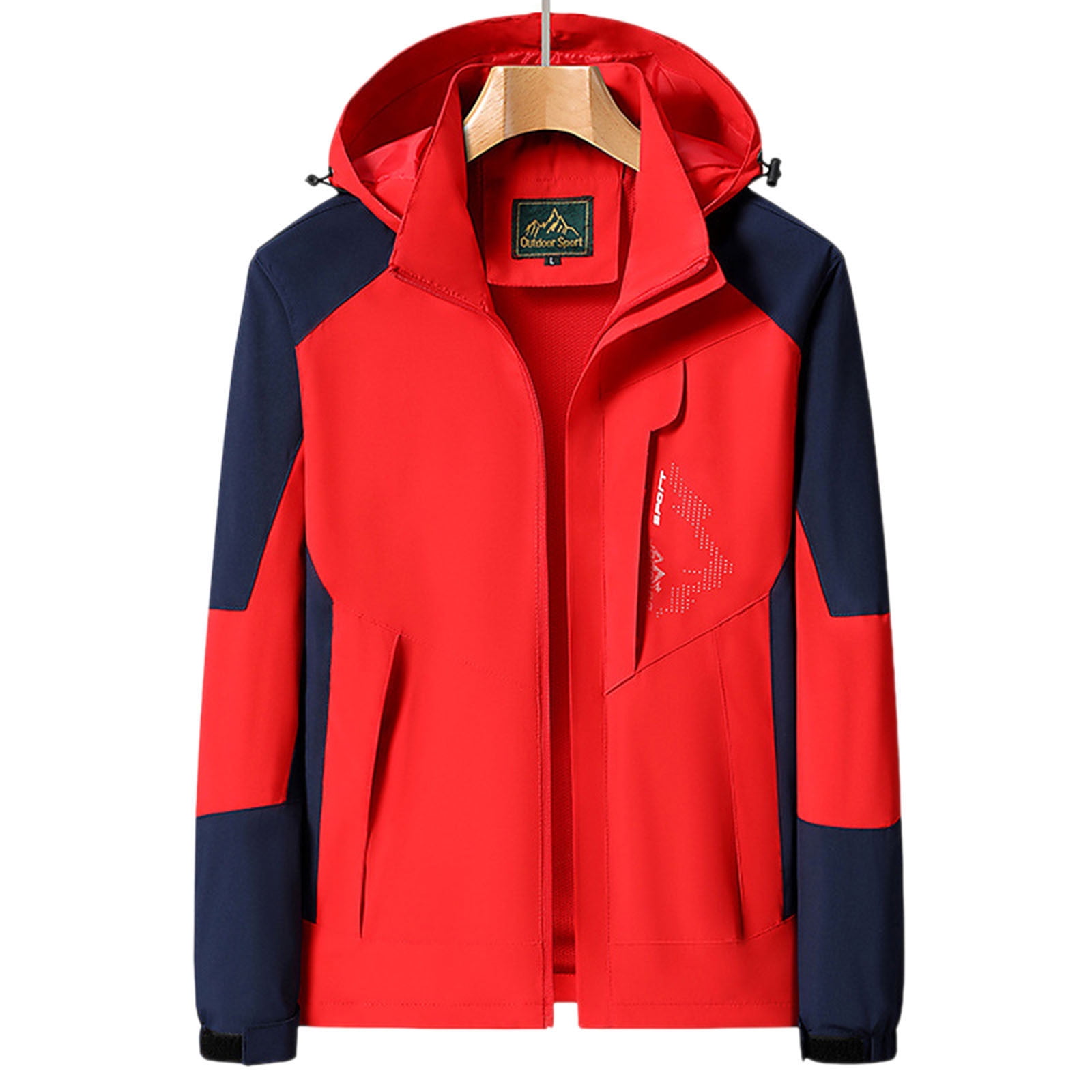 Men Solid Rain Jacket Outdoor Hooded Raincoat Windproof Top - Walmart.com