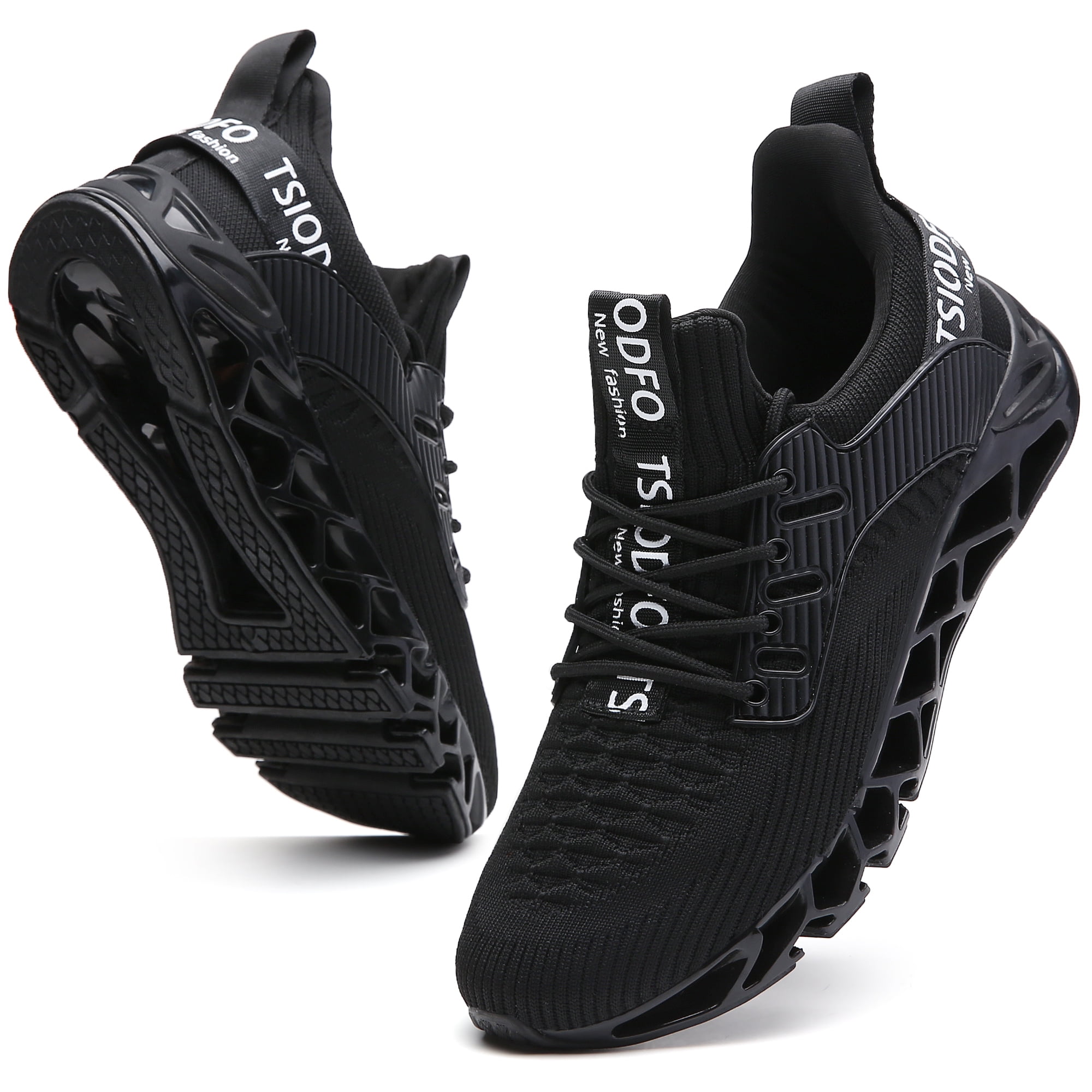 Men Sport Running Sneakers Tennis Athletic Walking Shoes All Black Size ...