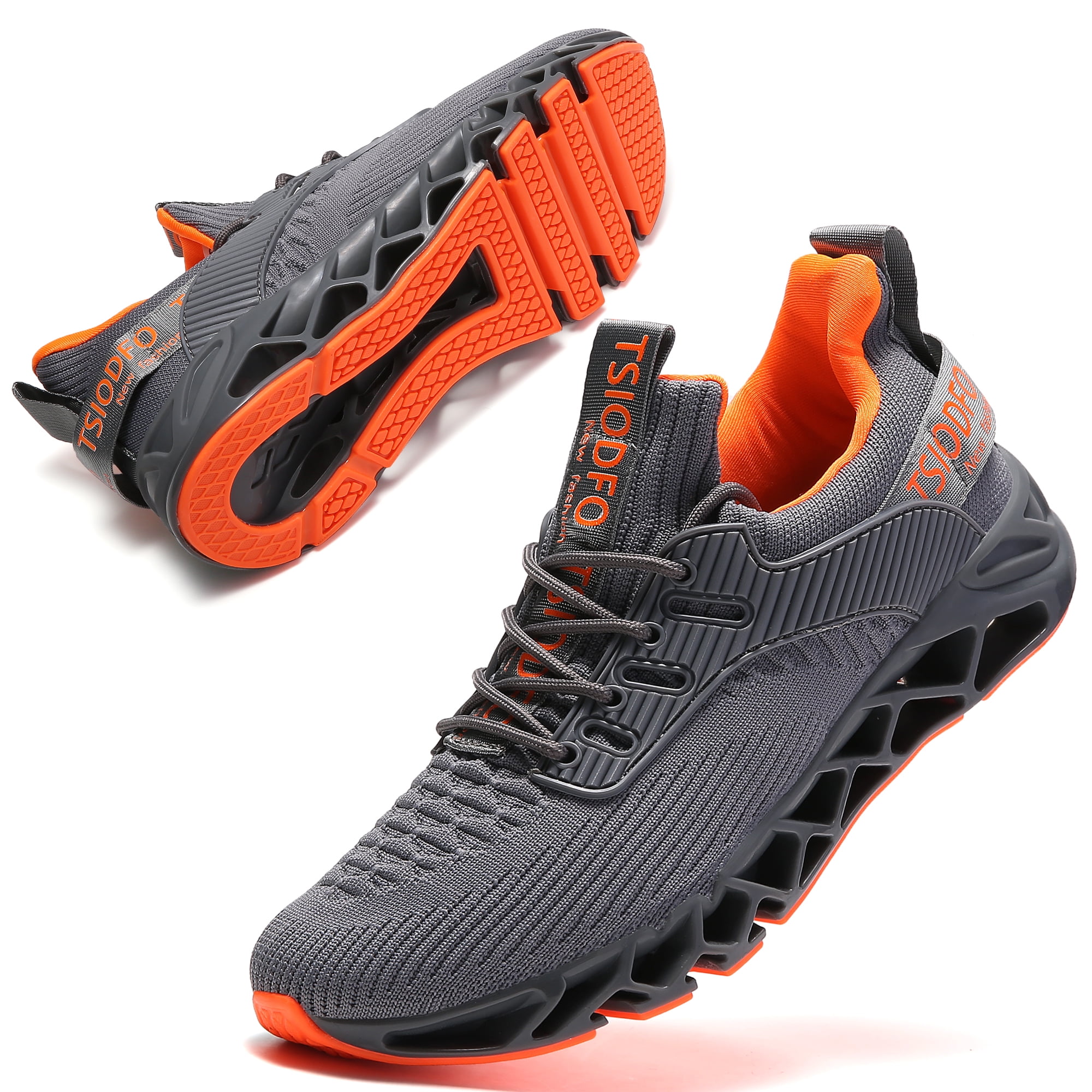 Men Sport Running Sneakers Tennis Athletic Walking Shoes Grey Orange ...