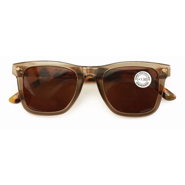 Men Square Tinted Reading Glasses - Fully Magnified Lens Outdoor Reader ...