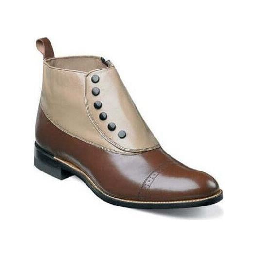 Men Stacy Adams High Top Boot Madison Biscuit Toe Brown Taupe Side Zip ...