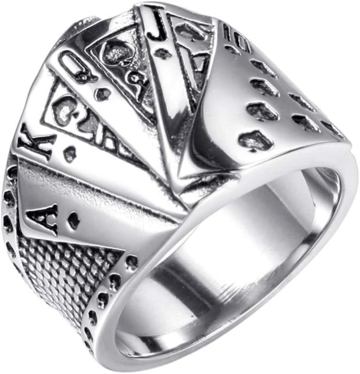 Men Stainless Steel Vintage Texas Poker Straight Flush Digital of ...