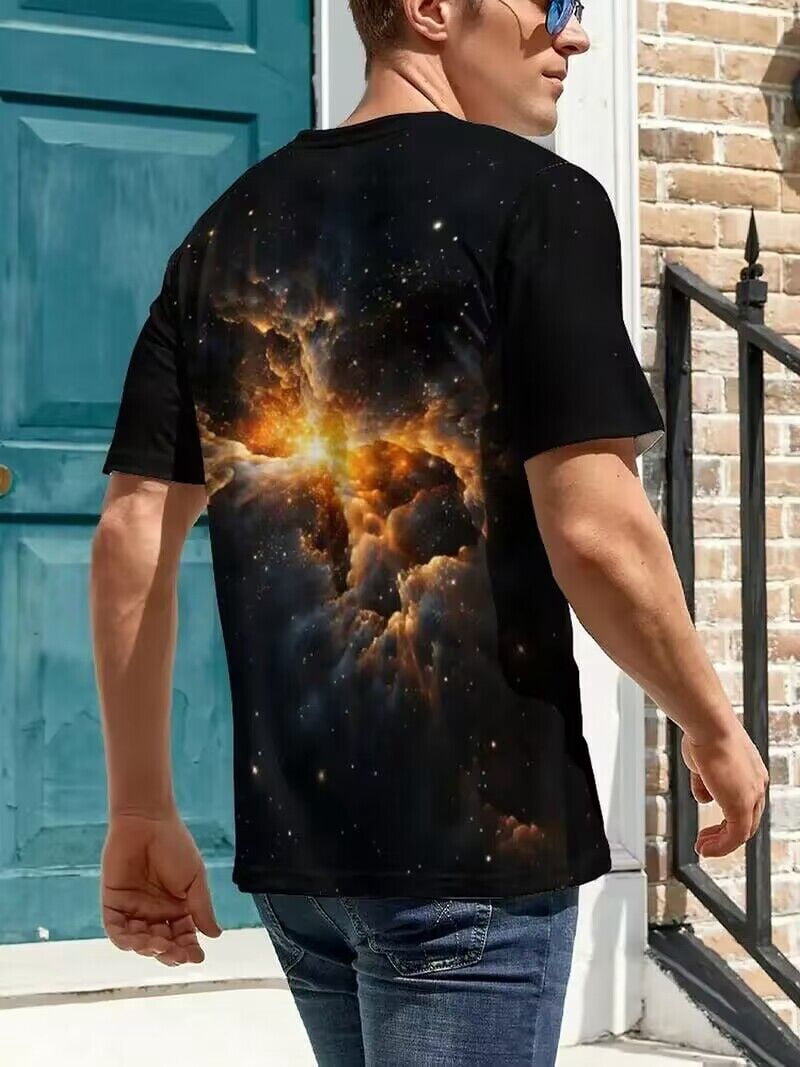 Men Starry Night Nebula Pattern Print Black Casual - Walmart.com