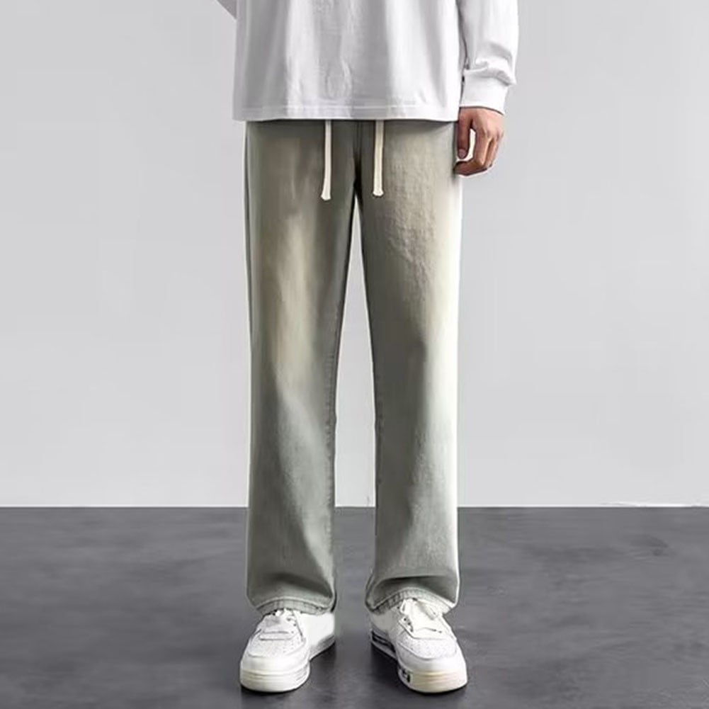 Men Straight Jean Loose Streetwear Wide Leg Neutral Pants Fashion Baggy ...
