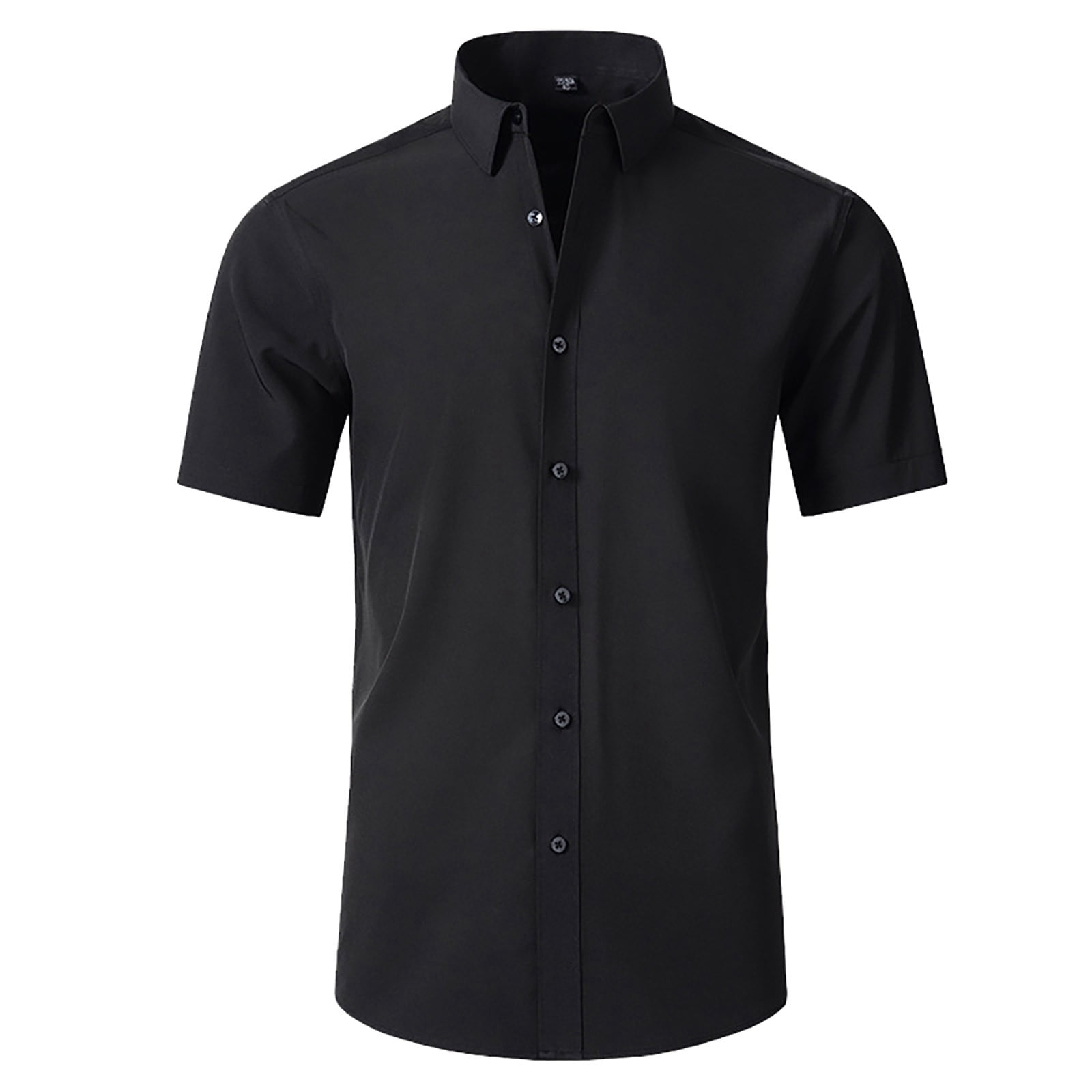 Men Stretch Dress Shirts Short Sleeve 4 Way Button Fashion Business ...