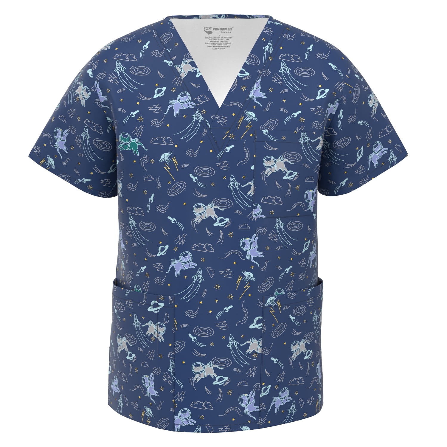 Pandamed Men's Stretch Digital Print Scrub Top with Fitted Shape ...