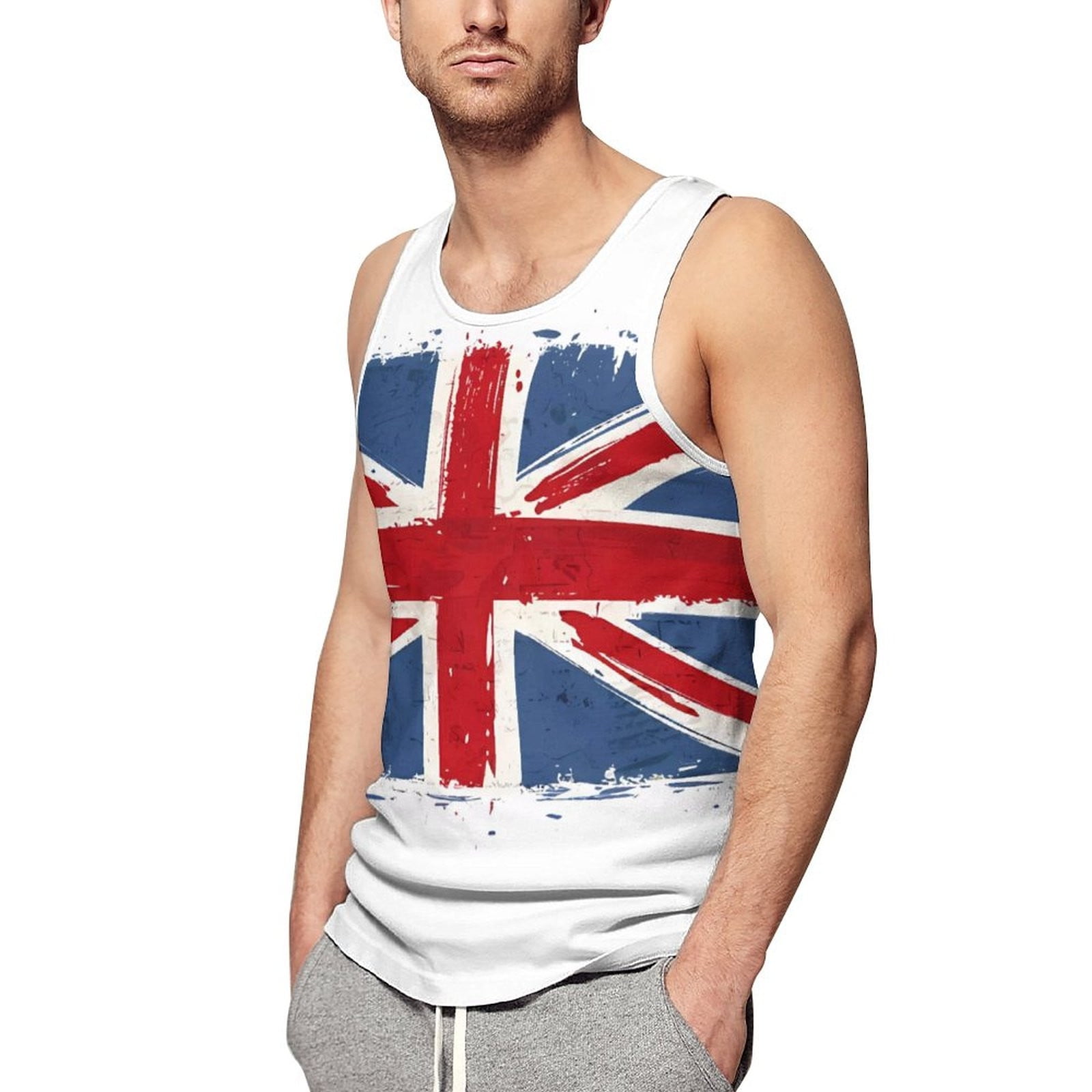 Men Summer British Flag Gradient Printed Tank Top Shirt Sleeveless Vest ...