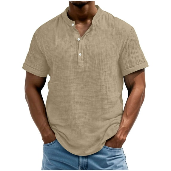 Men Summer Casual Tshirts Vacation Henley Short Sleeve Button Blouses ...