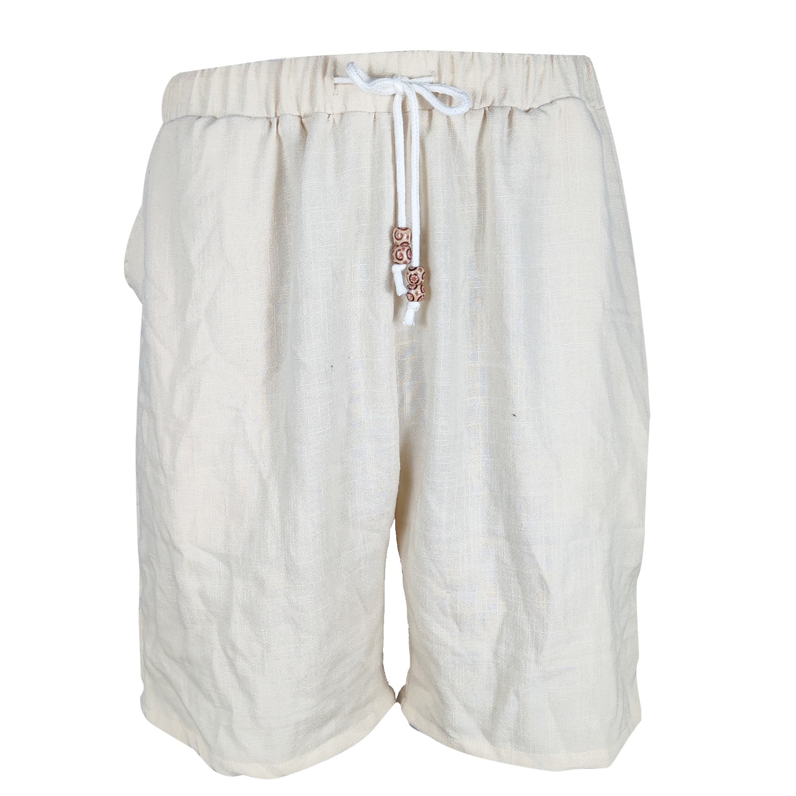 Men Summer Shorts Elastic Waist Drawstring Closure Above Knee Length ...