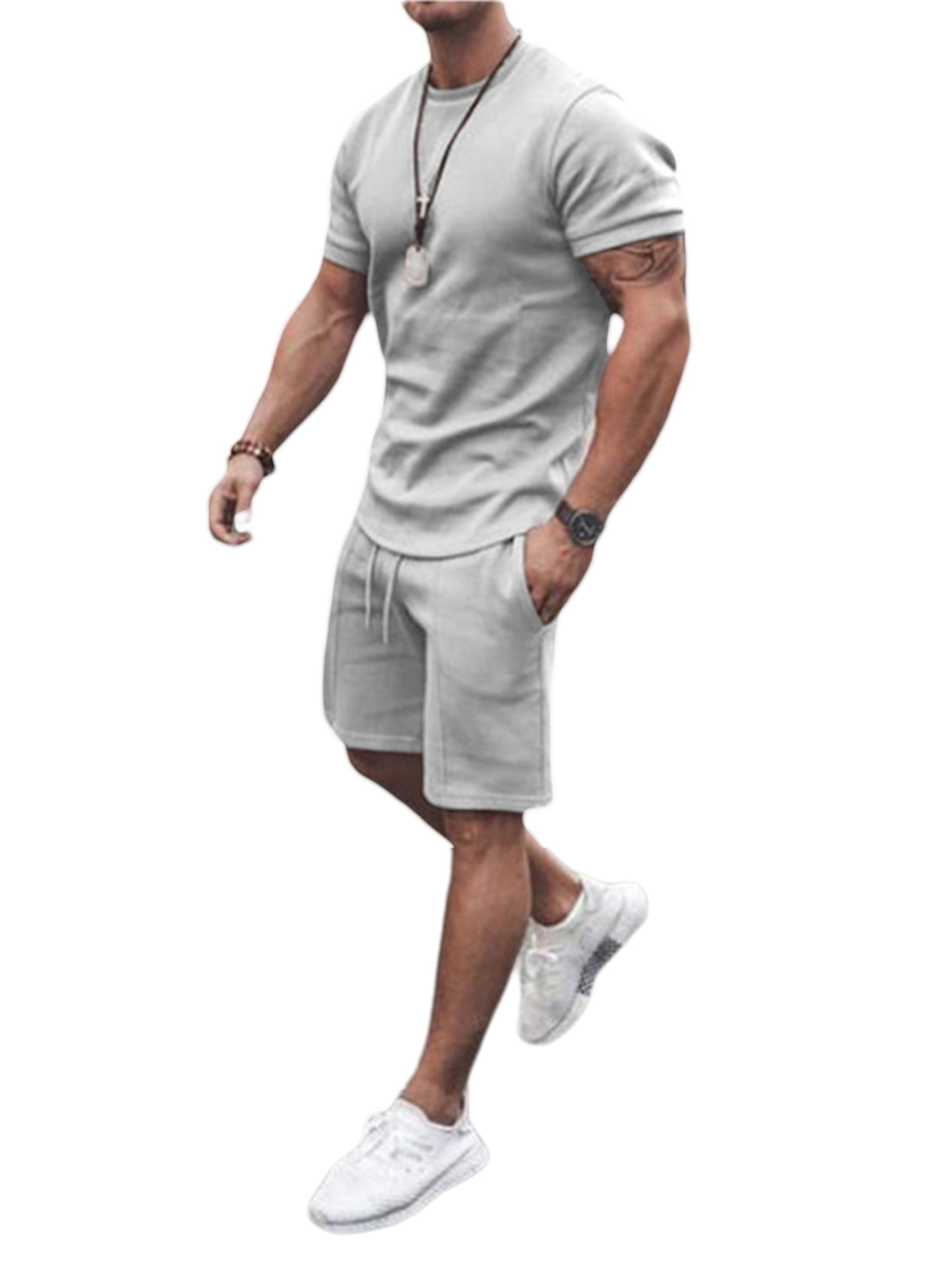 Men Summer Sports Suit Track Suits Set for Men 2 Piece Patchwork ...