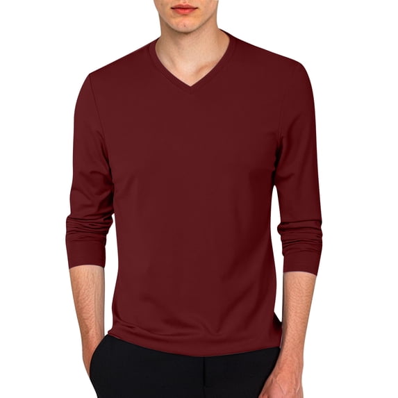 Men Summer Tops Men's Slim Fit Lightweight V Neck Long Sleeve T Shirt ...