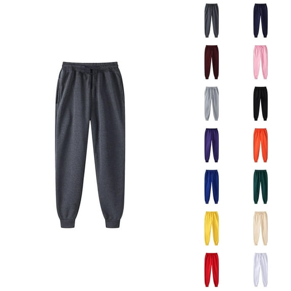 Men Sweatpants 2026 Fall Winter Casual Elastic Waist Drawstring Fleece ...