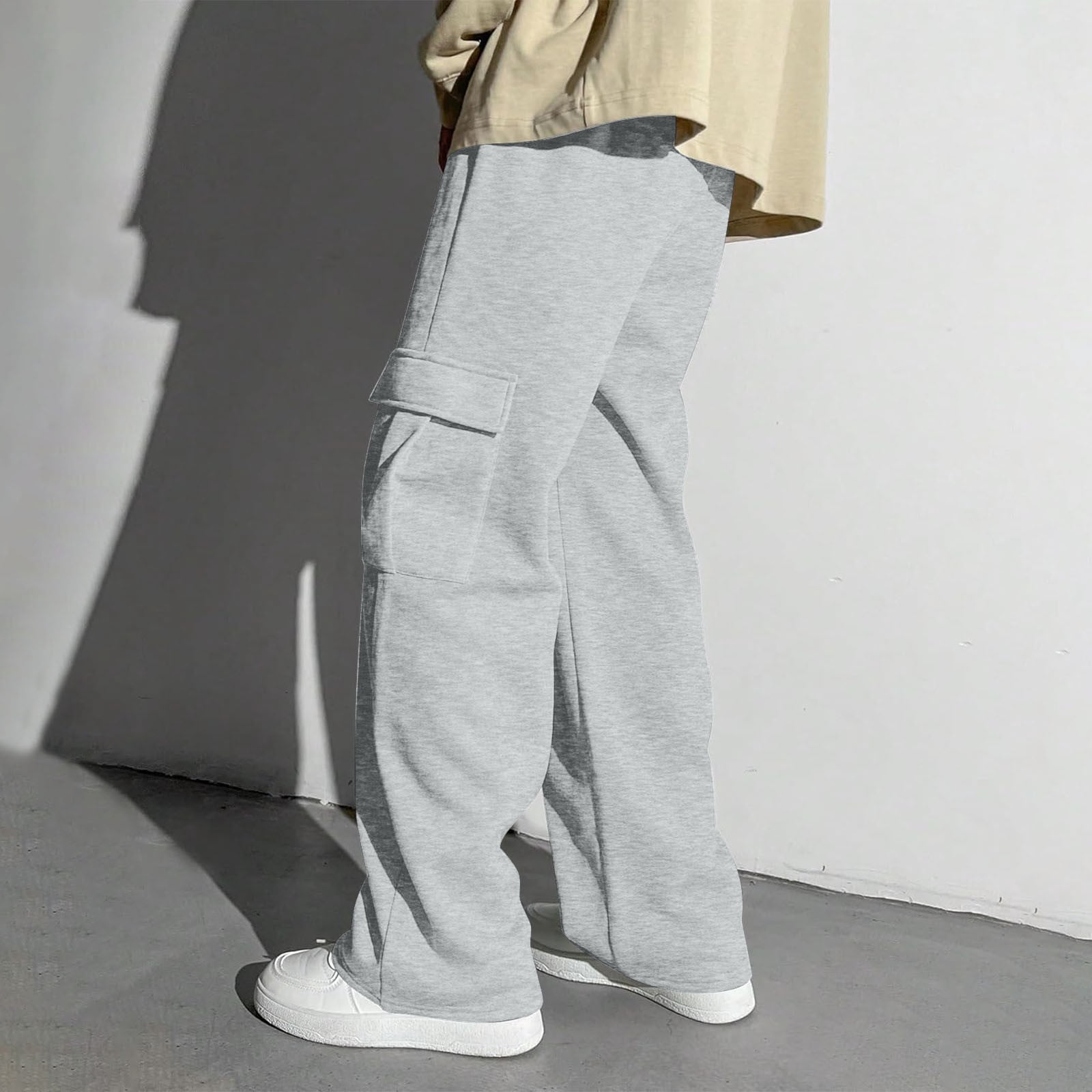 Men Sweatpants with Pockets Mens Pants Relaxed Fit Elastic Waist Loose ...