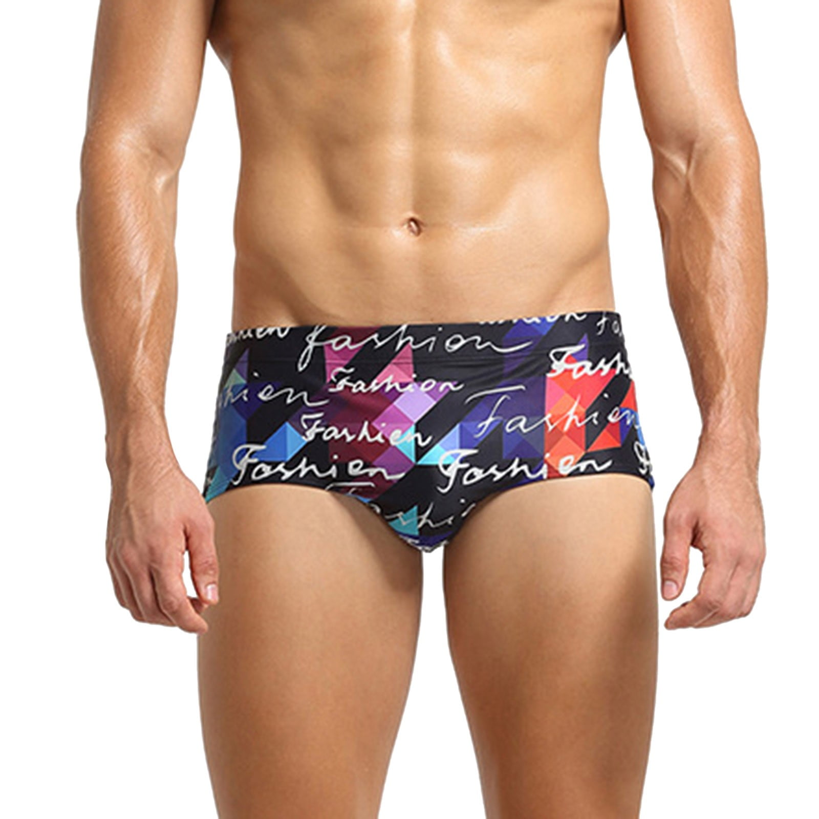 Men Swim Trunks Sexy Beach Swimsuit Underpants Print Triangle Tight
