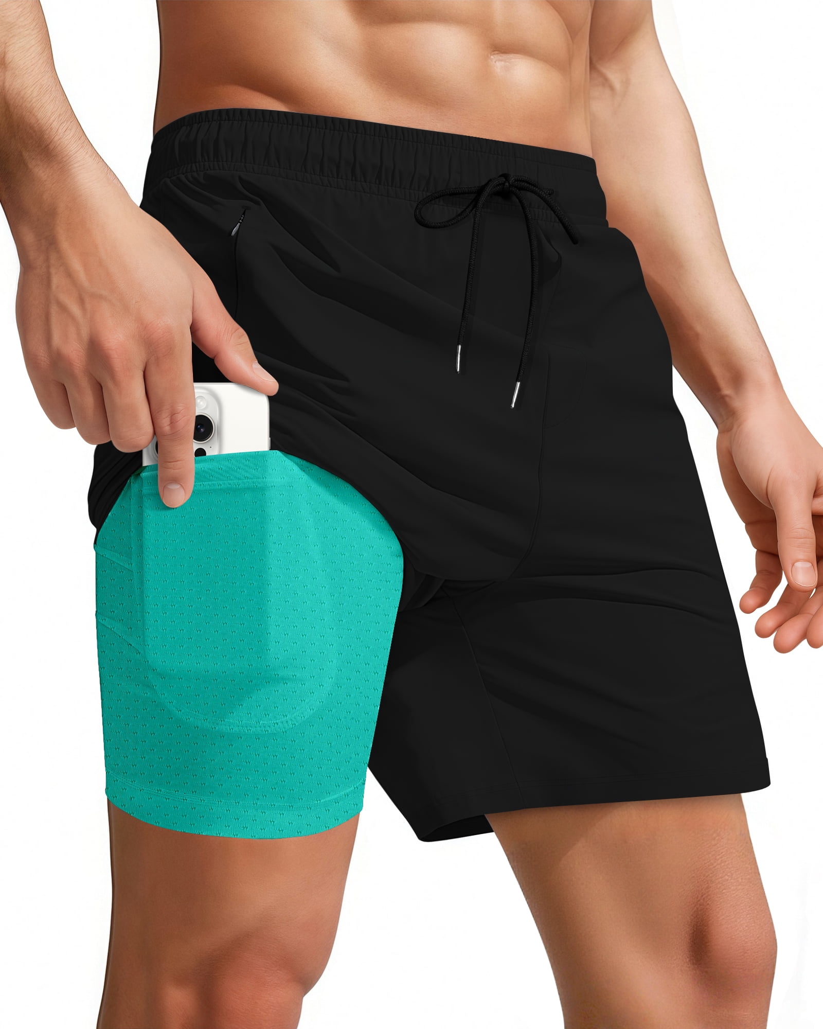 Men Swim Trunks with Compression 7 Inches Breathable Liner Quick Dry ...