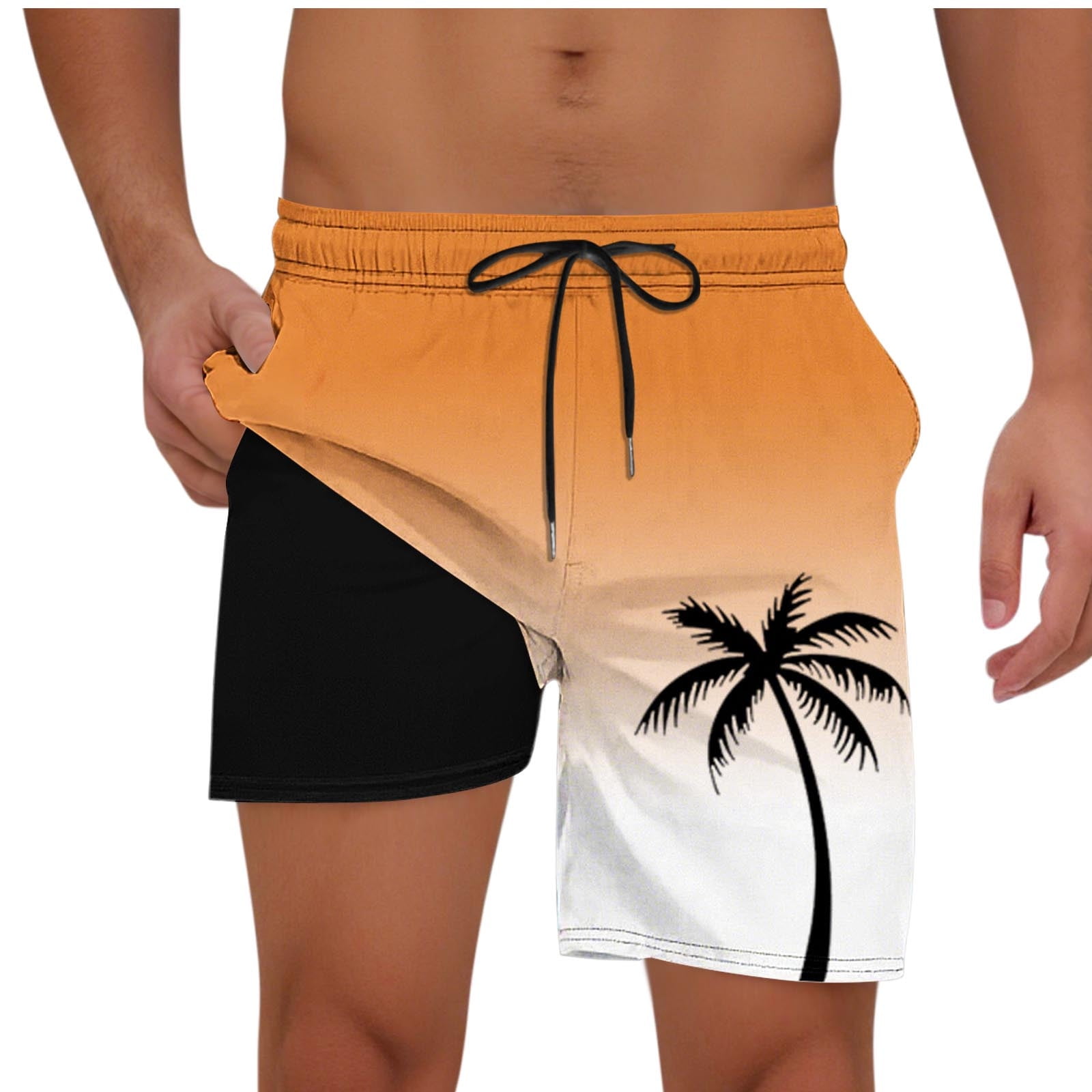 Men Swim Trunks with Compresssion Liner 7 Inch Inseam Board Shorts ...