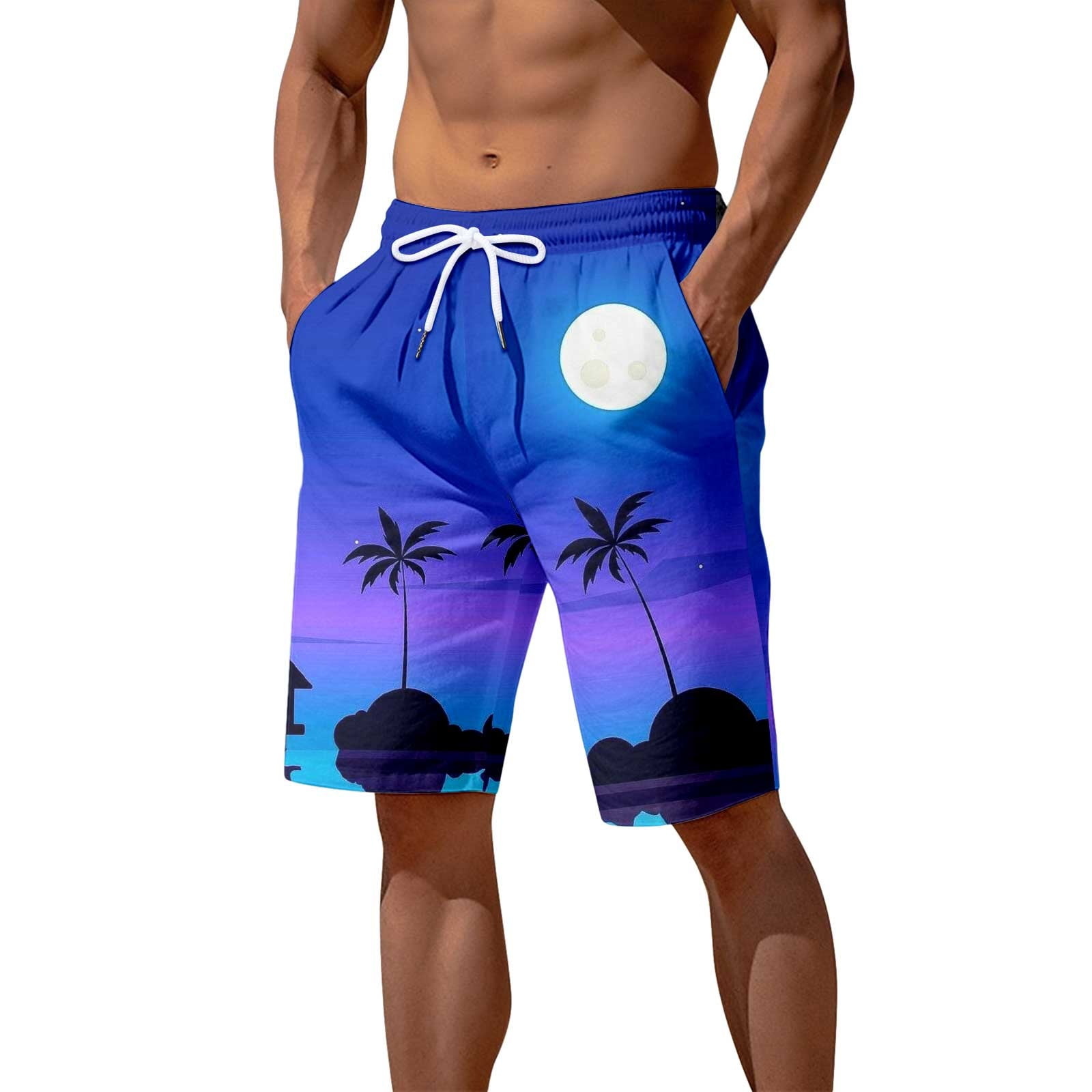 Men Swimming Trunks Mens 3D Printed Beach Pants Seaside Coconut Tree ...