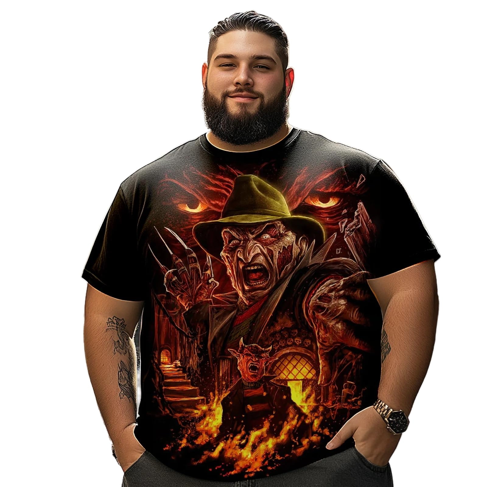 Men T Shirt for Big & Tall Man Graphic Short Sleeve Plus Size Oversized ...