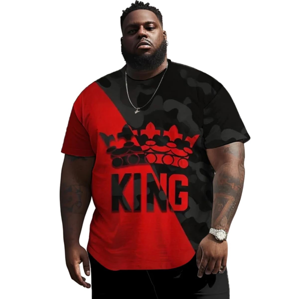 Men T Shirt for Big & Tall Man Graphic Short Sleeve Plus Size Oversized ...