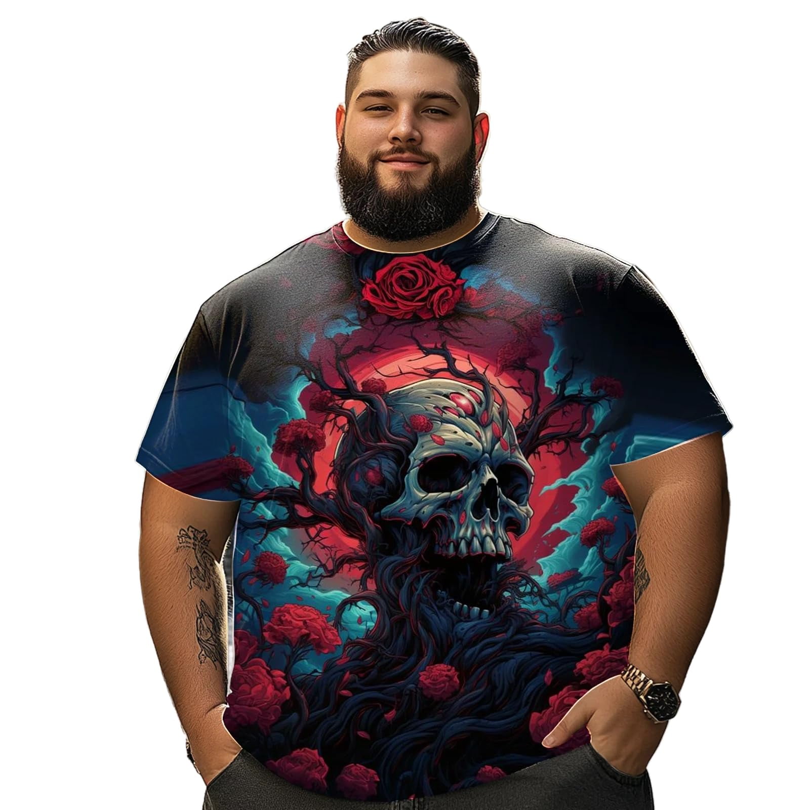 Men T Shirt for Big & Tall Man Graphic Short Sleeve Plus Size Oversized ...