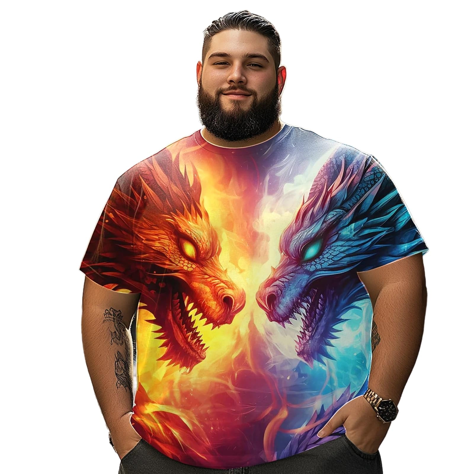 Men T Shirt for Big & Tall Man Graphic Short Sleeve Plus Size Oversized ...