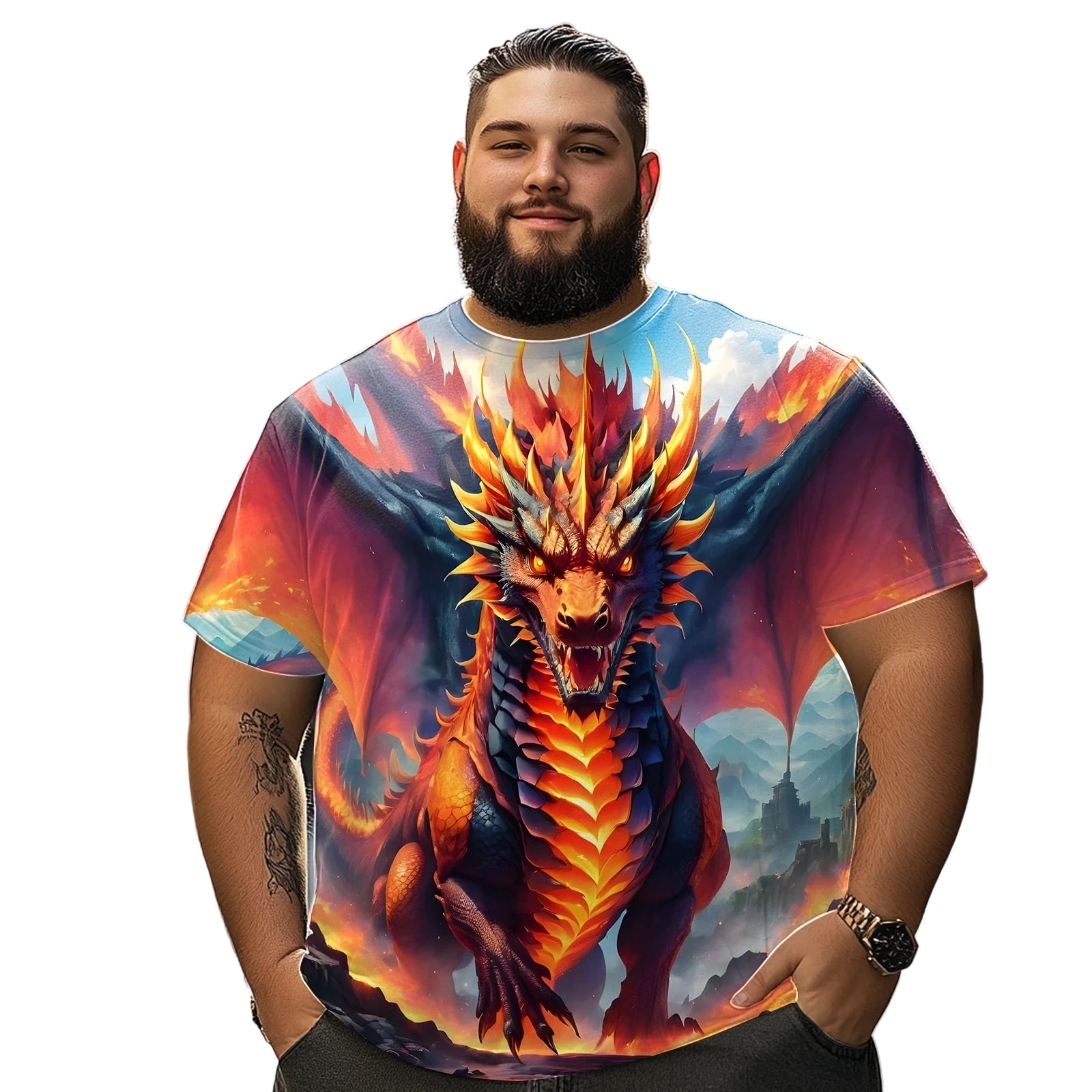 Men T Shirt for Big & Tall Man Graphic Short Sleeve Plus Size Oversized ...