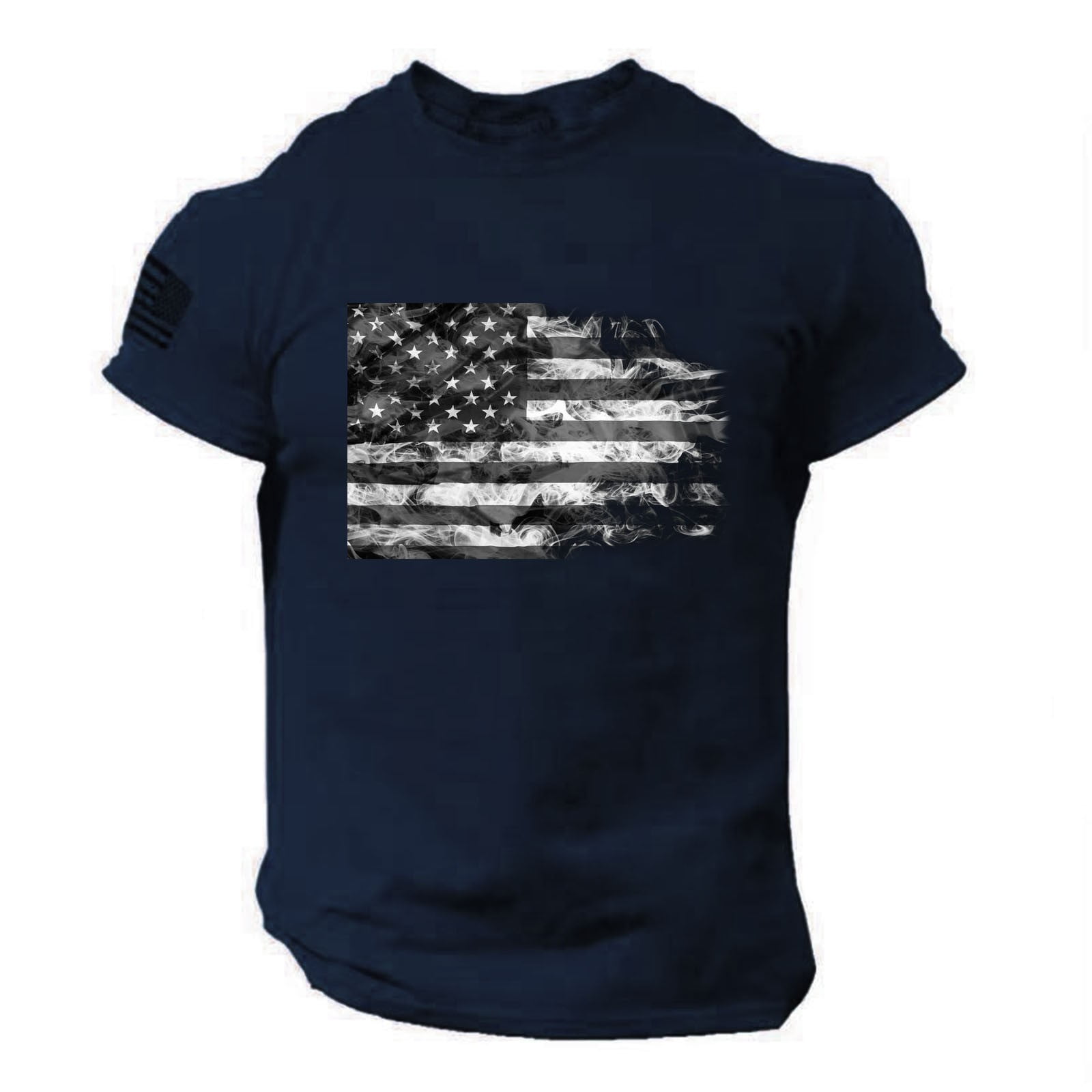Men T Shirts Independence Day Flag Print Summer Us Logo Casual Fitness