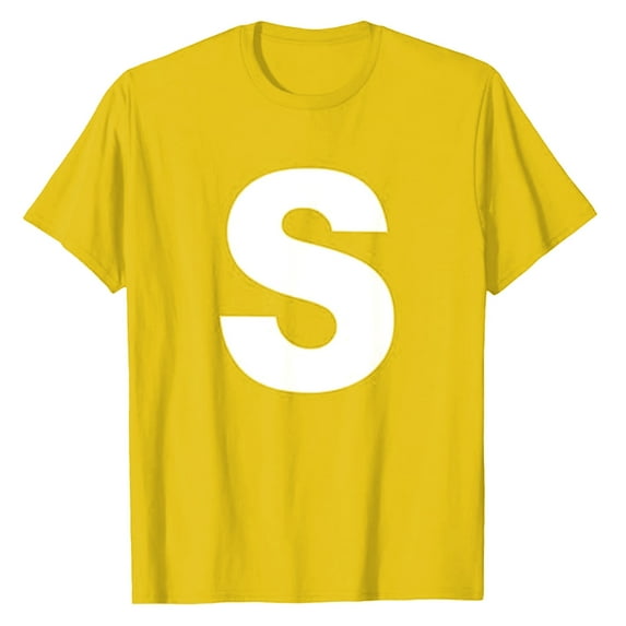 Men T Shirts Short Sleeve Number Letter Loose Fit Cozy Letter S Yellow ...