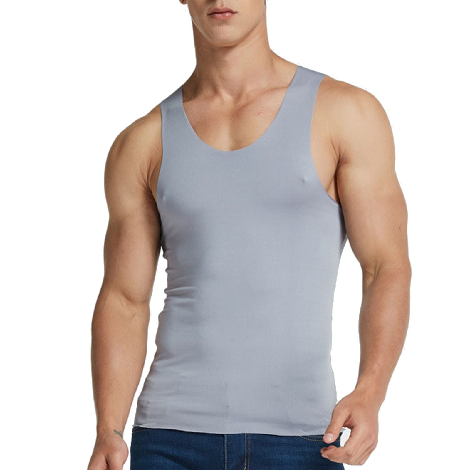 Men Tank Top Ice Silk Vest Fitness Narrow Shoulder Running Sports ...
