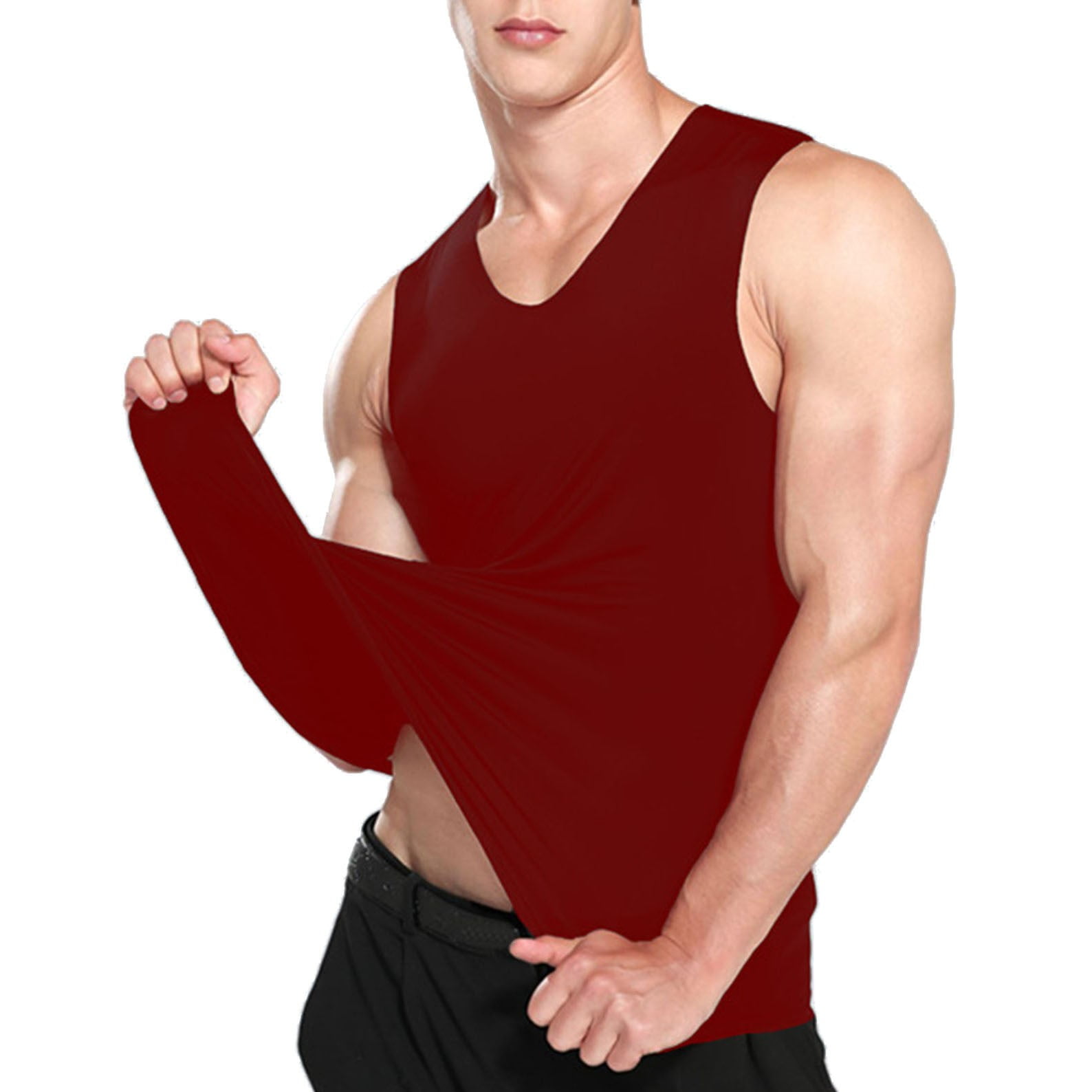 Men Tank Top Ice Silk Vest Fitness Wide Shoulder Running Sports ...