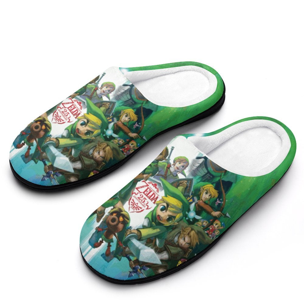 Men The Legend of Zelda Slippers Non-Slip Fuzzy House Slippers Warm ...